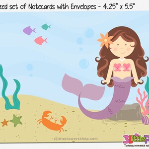 Mermaid Note Cards Set of Personalized Note Cards 4.25 X - Etsy