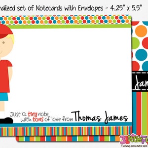 Little Boy Note Cards Set of Personalized Note Cards 4.25 - Etsy