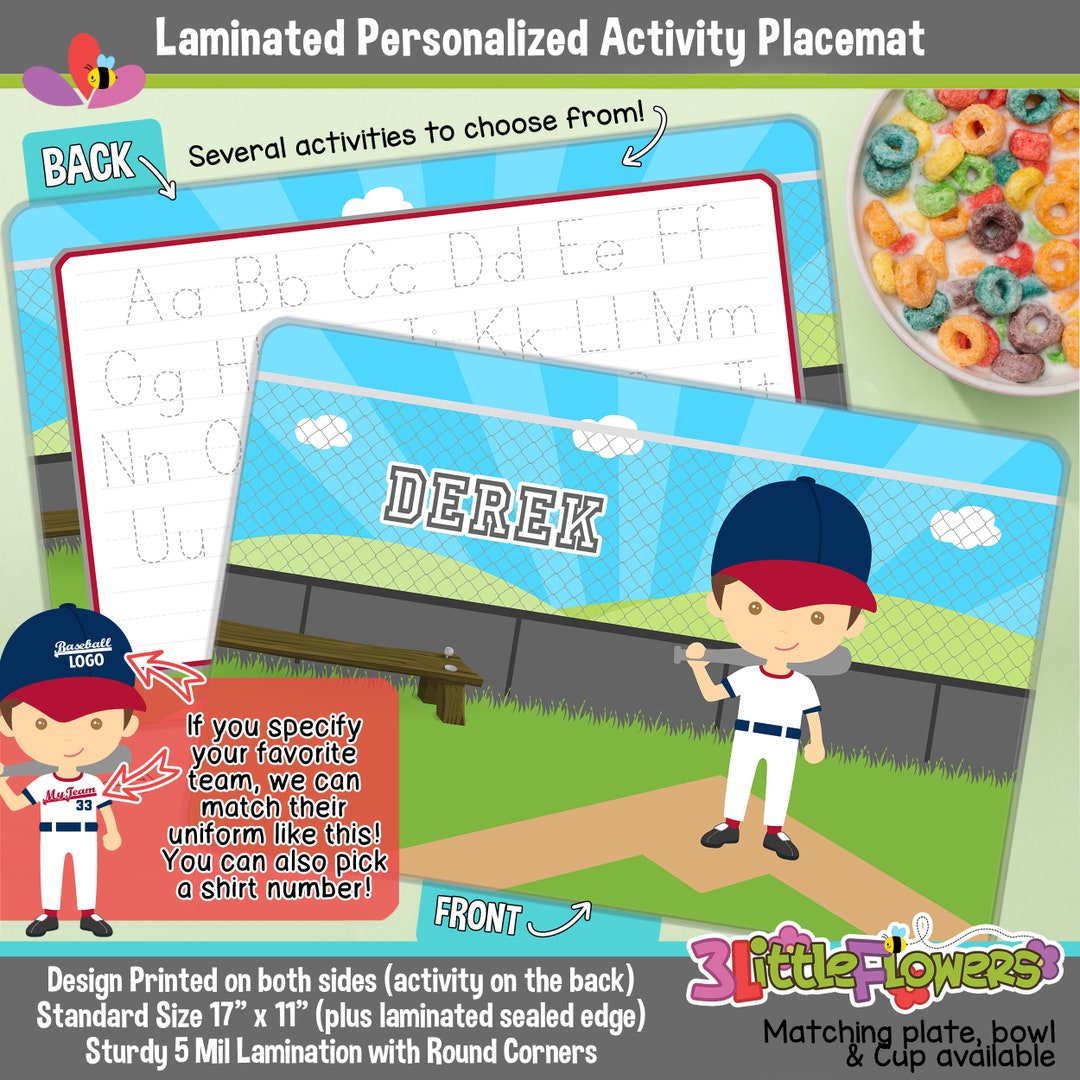 Personalized Baseball Placemat - Personalized Placemat for Kids ...