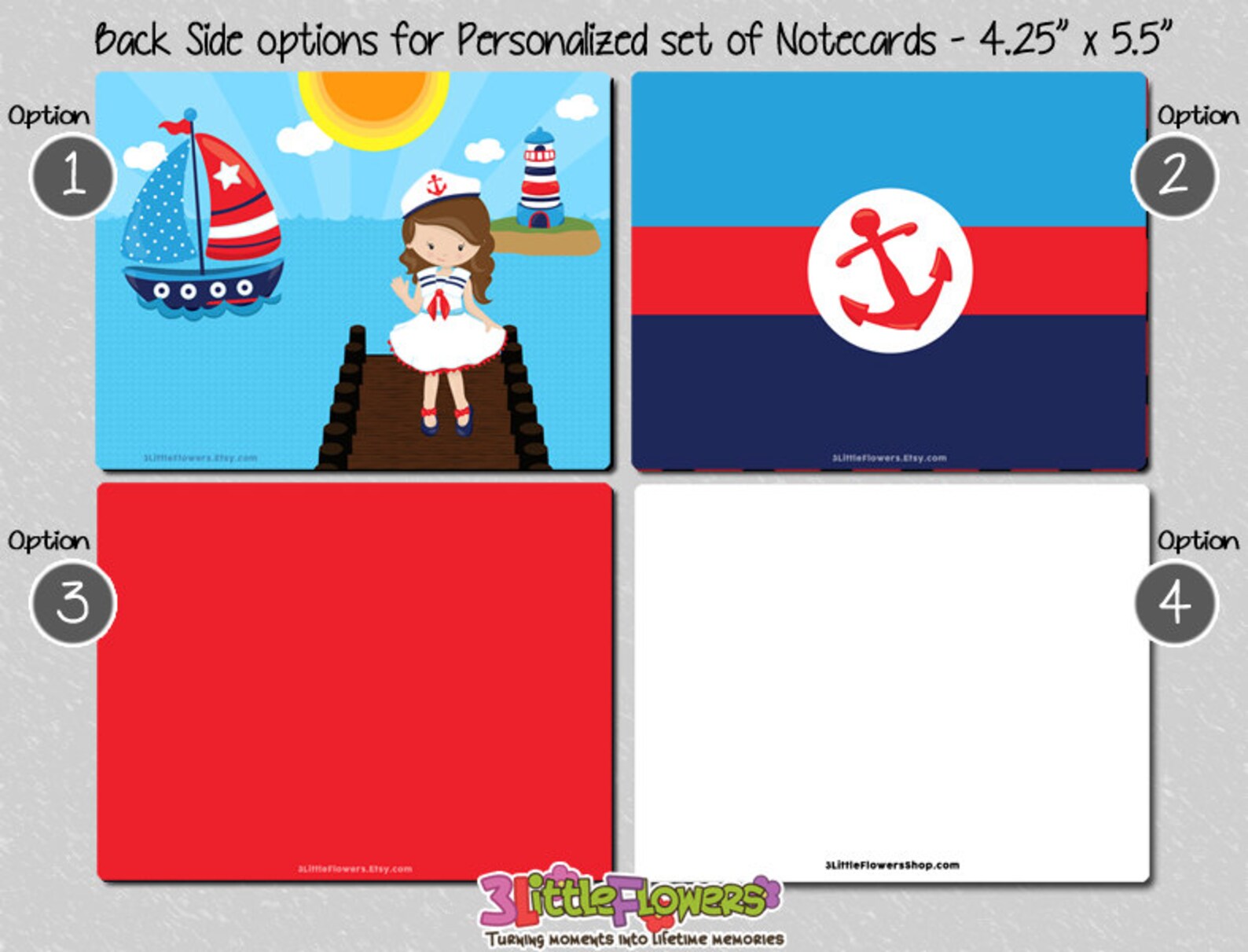 Nautical Note Cards Set of Personalized Note Cards 4.25 X - Etsy