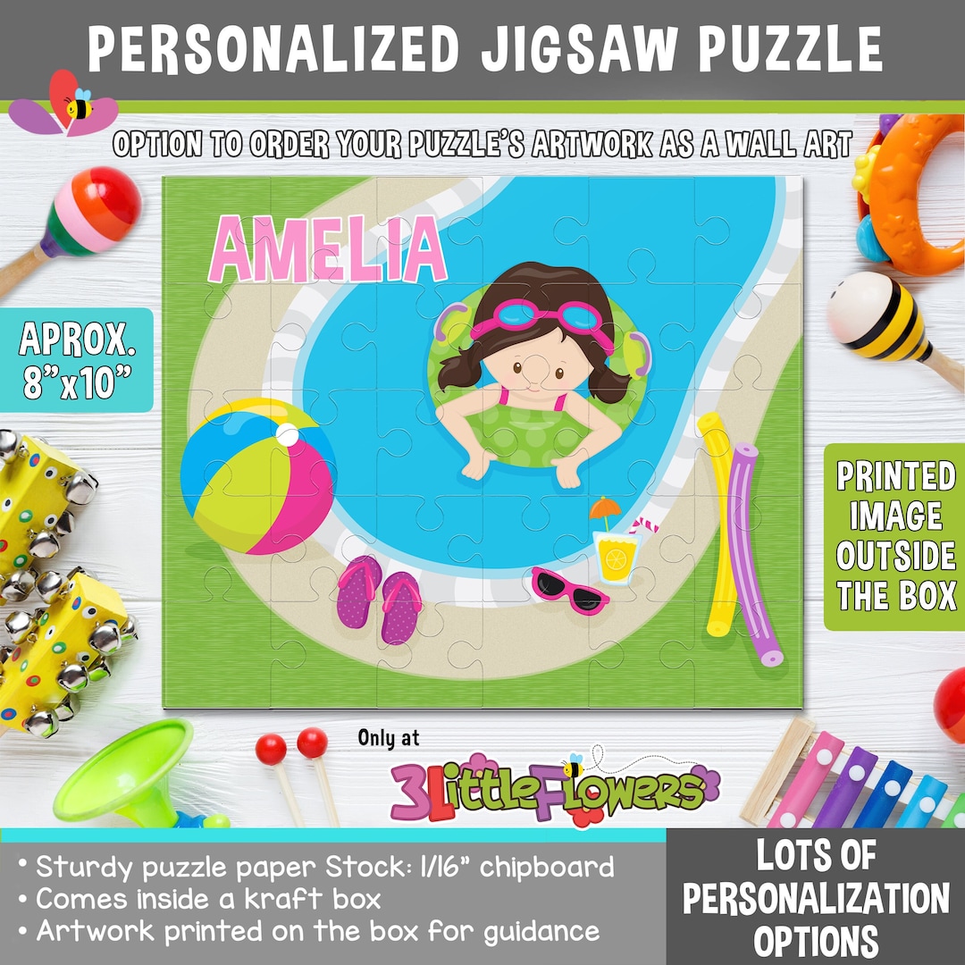 At the Pool Puzzle - Personalized 8 X 10 Puzzle - Personalized Name ...