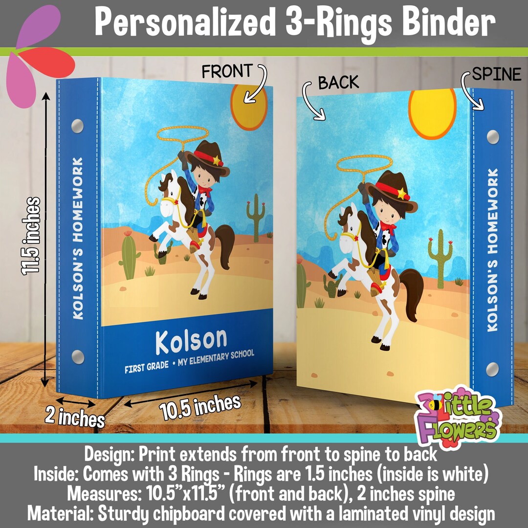 Personalized Cowboy Binder - Personalized 3 Ring Binder 2 Inches ...