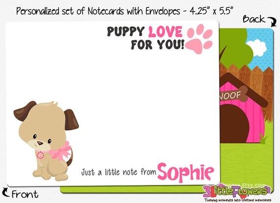 Puppy Note Cards Set of Personalized Note Cards 4.25 X | Etsy