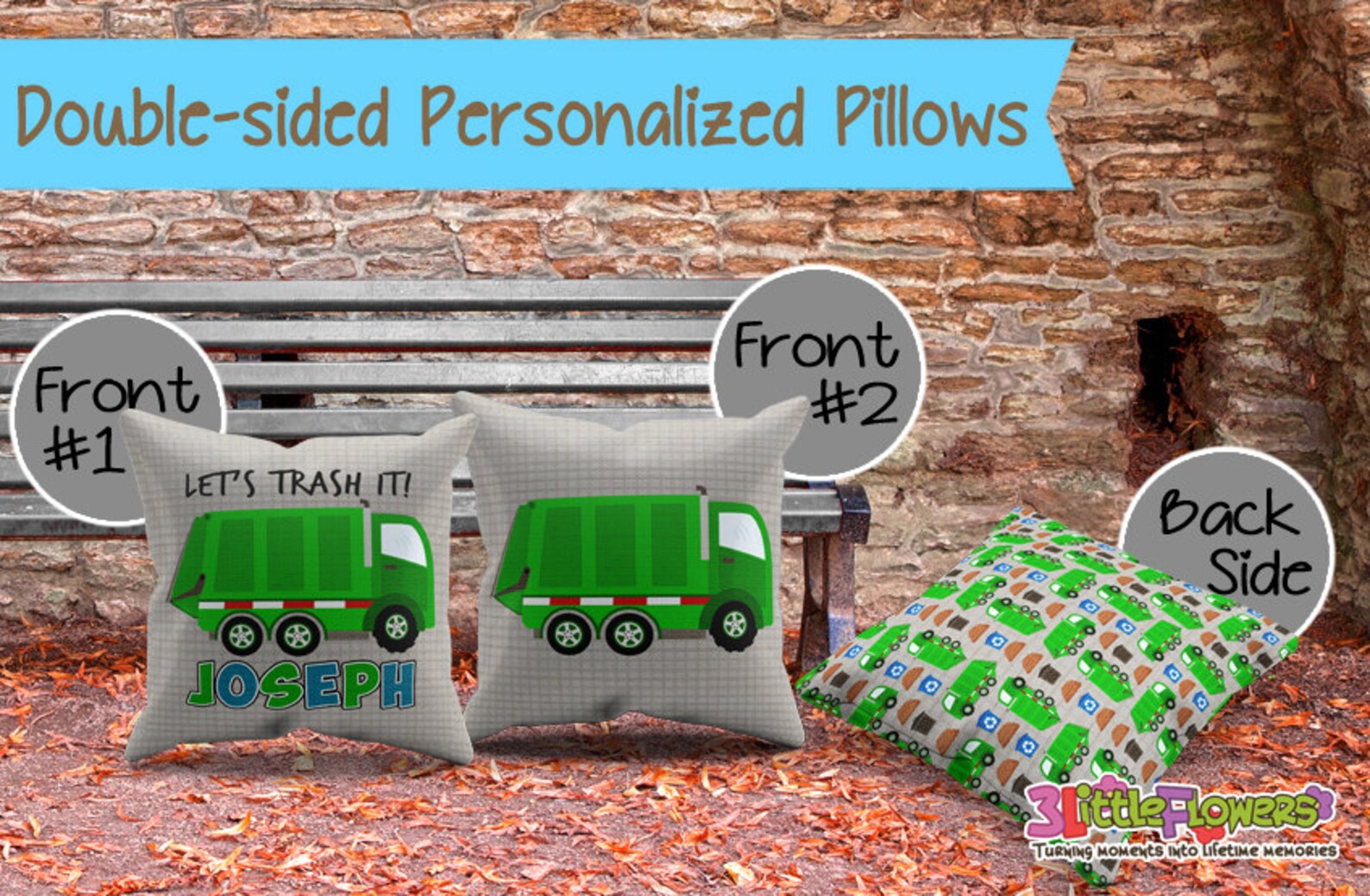 Personalized Garbage Truck Pillow Personalized Throw Pillow - Etsy