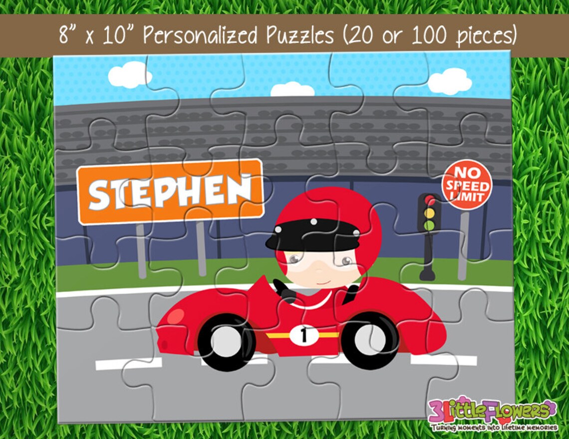 Race Car Puzzle Personalized 8 X 10 Puzzle Personalized - Etsy