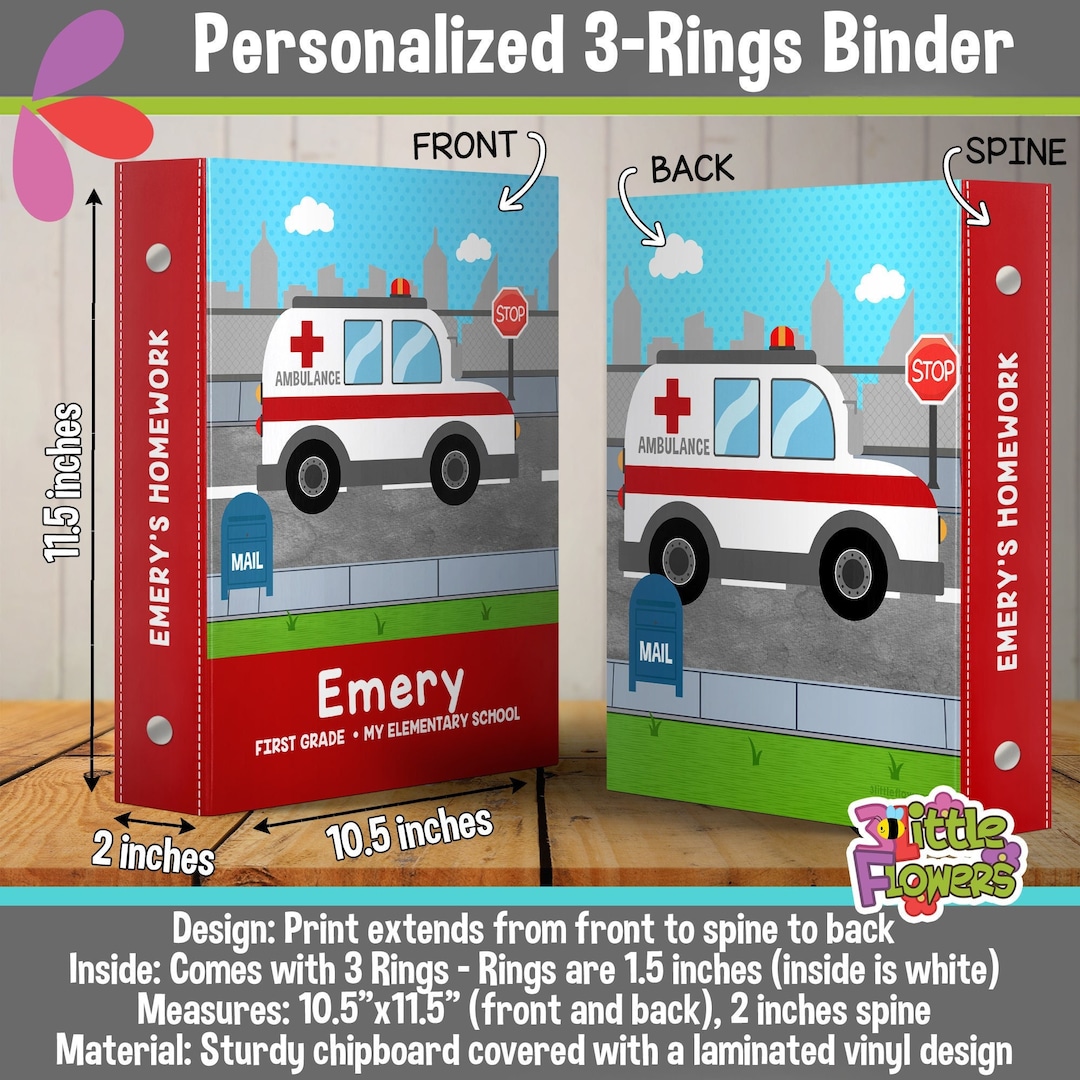Personalized Ambulance Binder - Personalized 3 Ring Binder 2 Inches ...