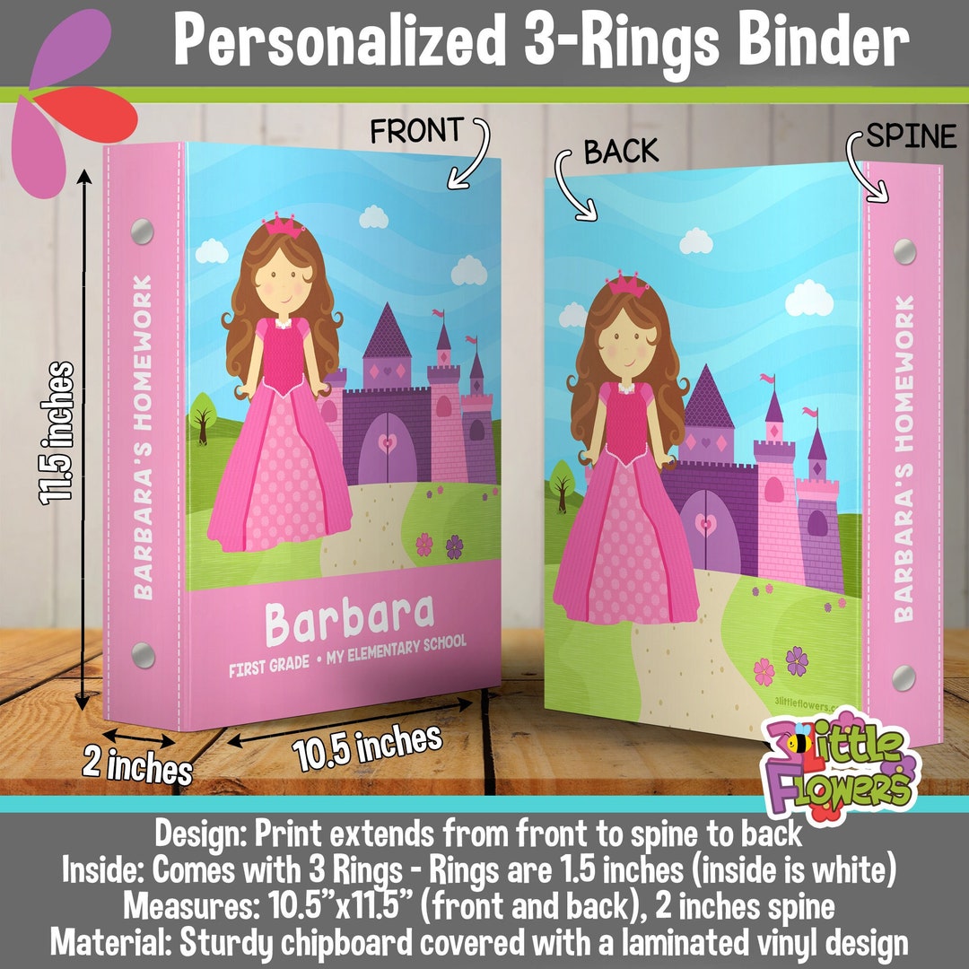 Personalized Princess Binder - Personalized 3 Ring Binder 2 Inches ...