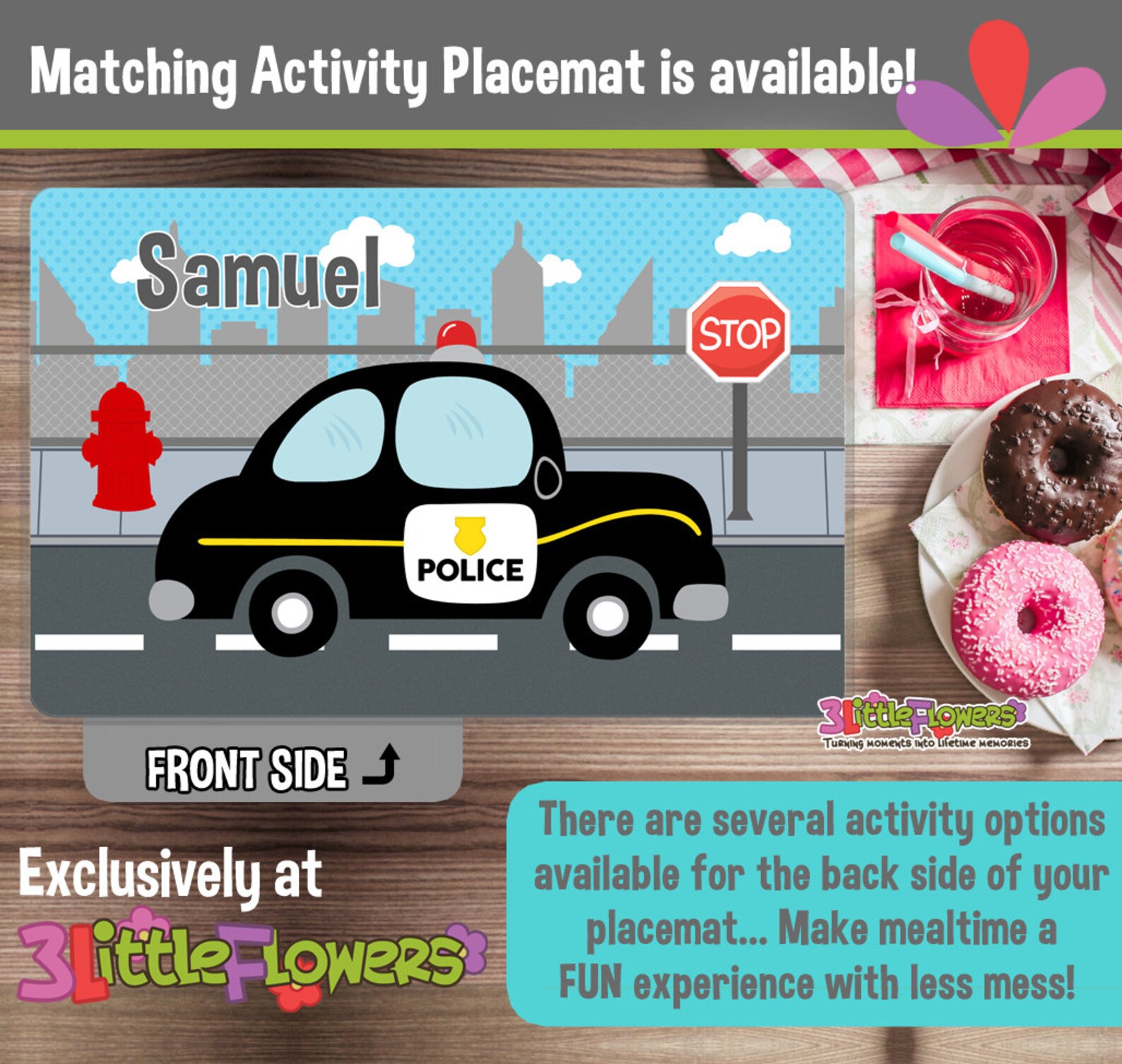 Police Car Plate and Bowl Set Personalized Plastic Children - Etsy