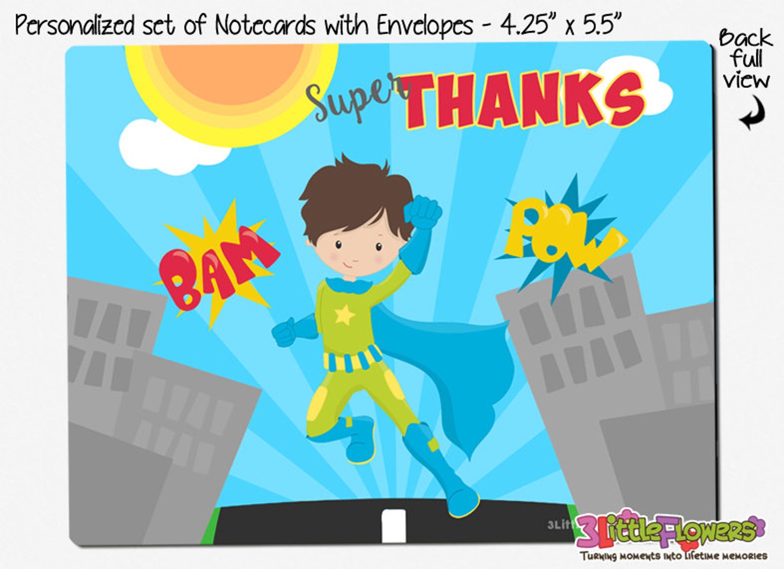 Superhero Note Cards Set of Personalized Note Cards 4.25 | Etsy