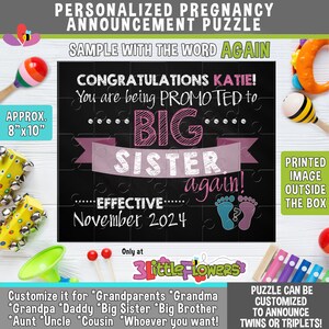 Personalized Pregnancy Announcement Puzzle - Personalized 8" X 10 ...