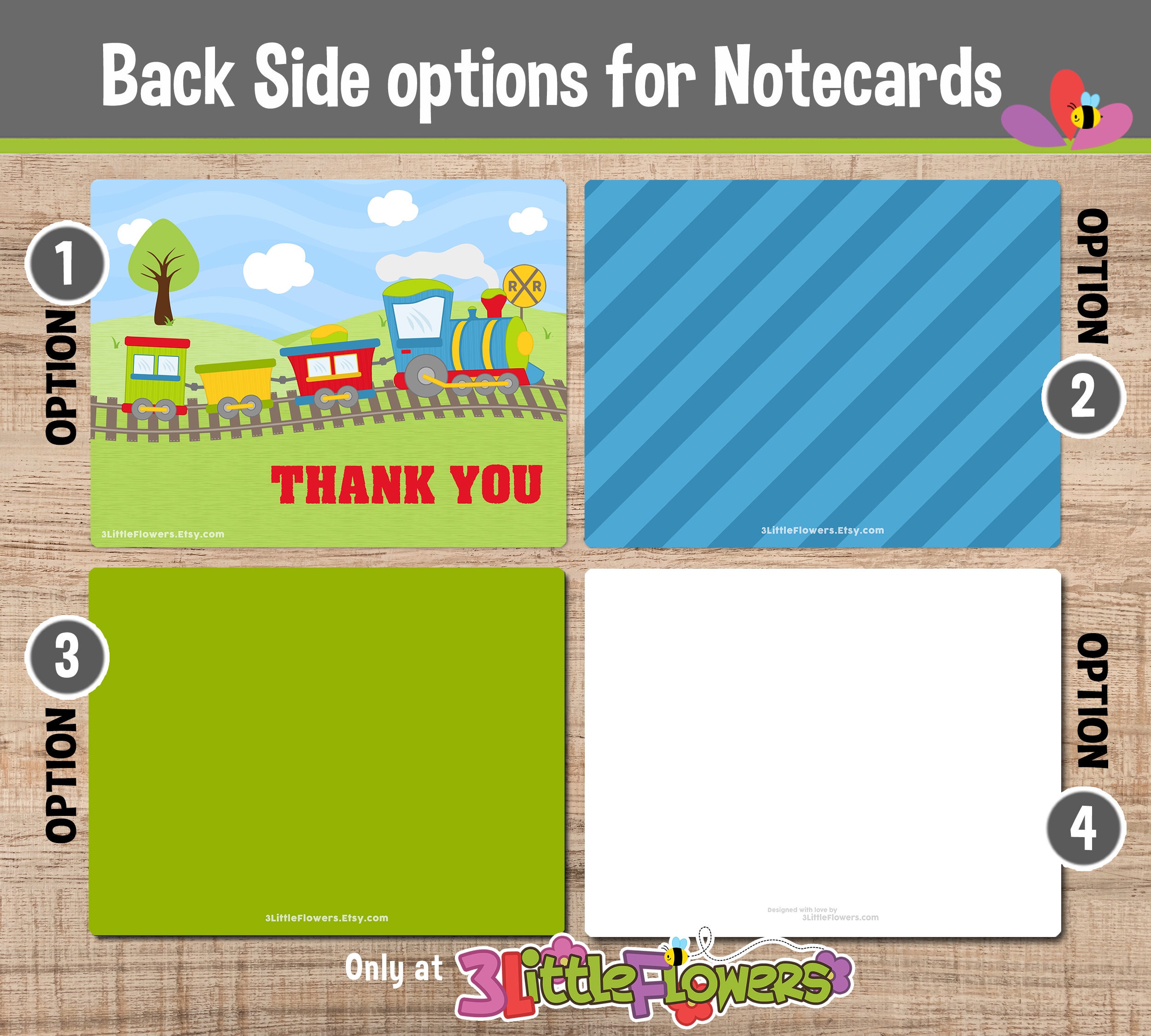 Train Note Cards - Set of Personalized Note Cards - 4.25 X 5.5 - Double ...