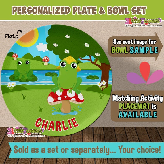 Frogs Plate and Bowl - Personalized Plastic Children Plate Cereal Bowl ...