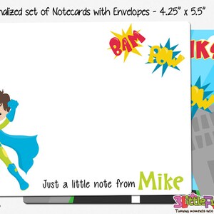 Superhero Note Cards Set of Personalized Note Cards 4.25 - Etsy