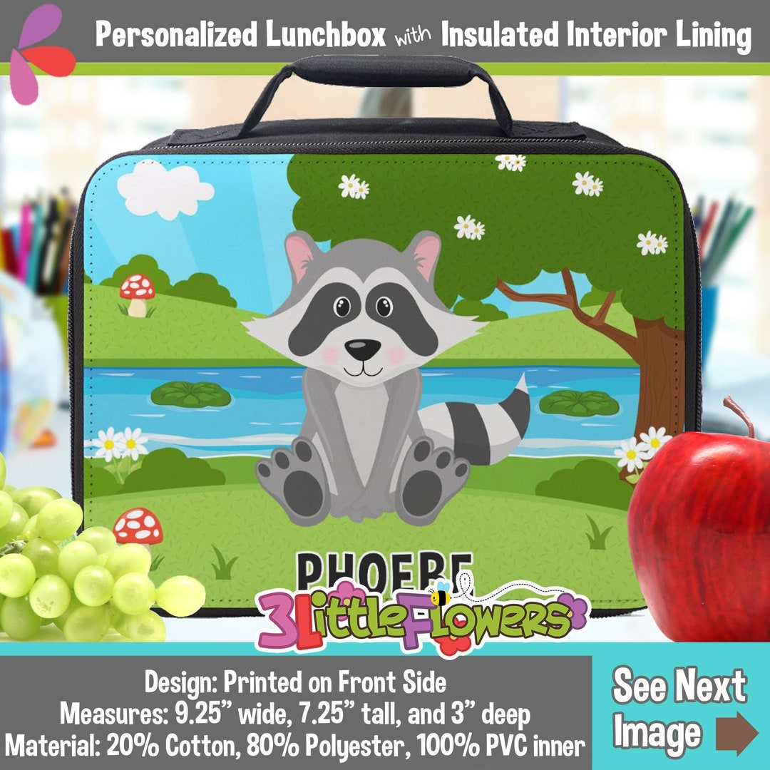 Personalized Raccoon Lunchbox Personalized Polyester Lunch - Etsy