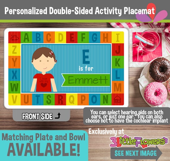 Hearing Impaired Boy Alphabet Placemat - Personalized placemat for kids ...