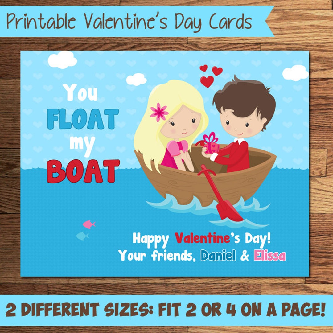Girl and Boy Valentine PRINTABLE Cards Personalized Valentines Cards ...