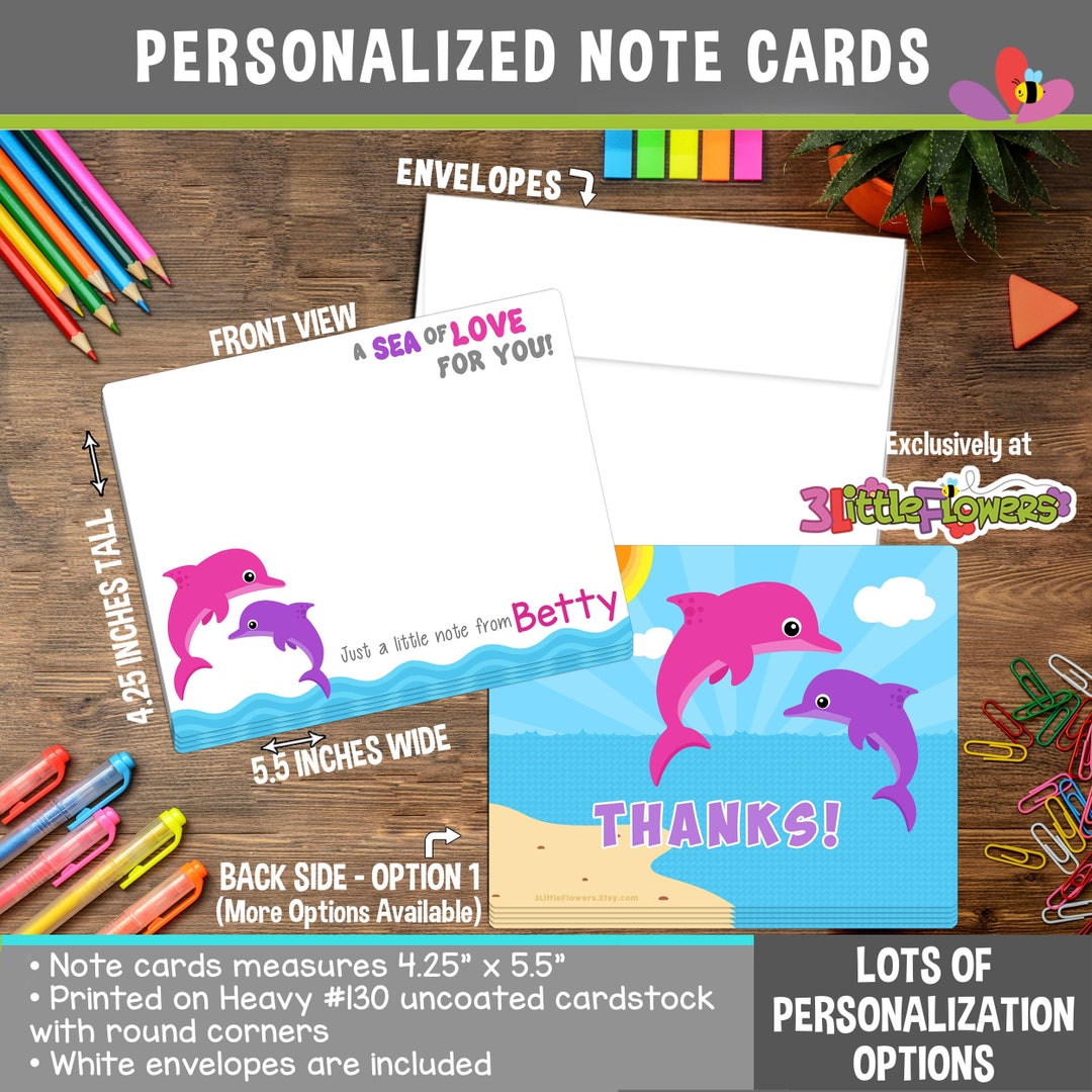 Dolphin Note Cards Juego de tarjetas de notas personalizadas - Etsy España