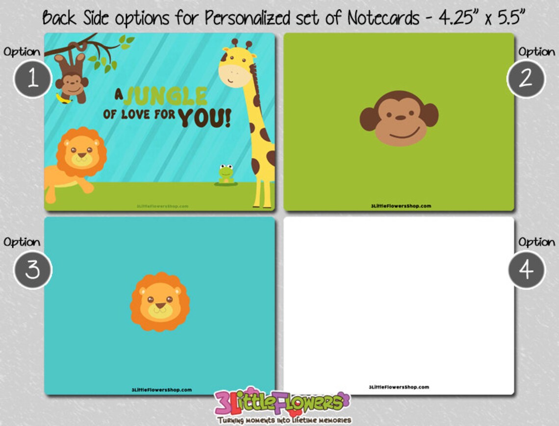 Jungle Note Cards Set of Personalized Note Cards 4.25 X - Etsy