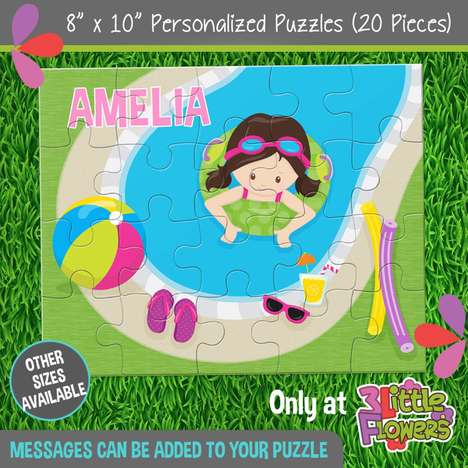At the Pool Puzzle Personalized 8 X 10 Puzzle Personalized - Etsy