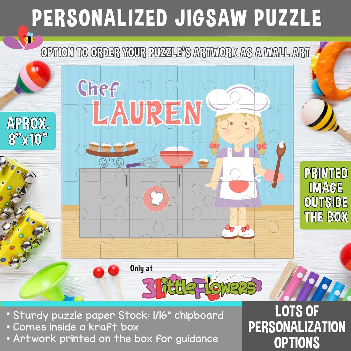 Personalized Little Chef Puzzle Personalized 8 X - Etsy