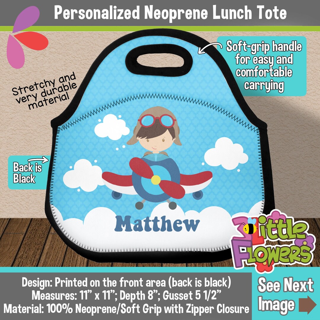 Personalized Pilot Neoprene Lunch Tote - Personalized Neoprene Lunch ...
