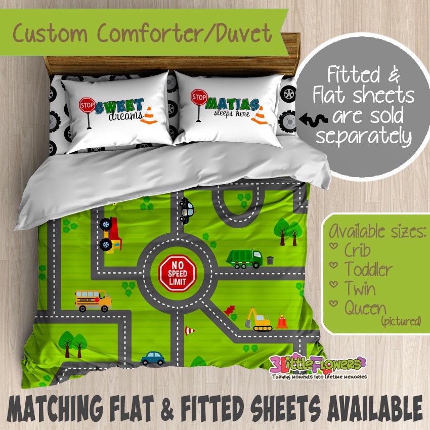 Road Cars and Trucks Custom Comforter/Duvet Kids Comforter | Etsy