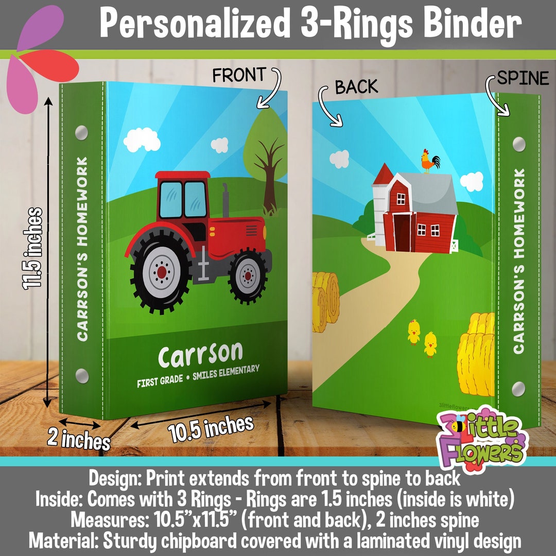 Personalized Tractor Binder - Personalized 3 Ring Binder 2 Inches ...