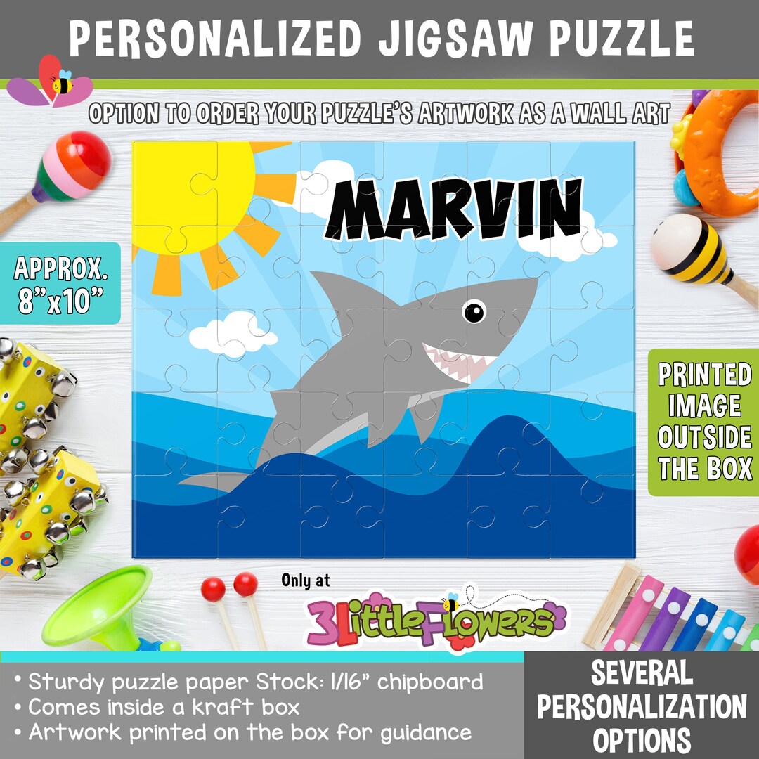 Personalized Shark Puzzle - Personalized 8" X 10" Puzzle - Personalized ...