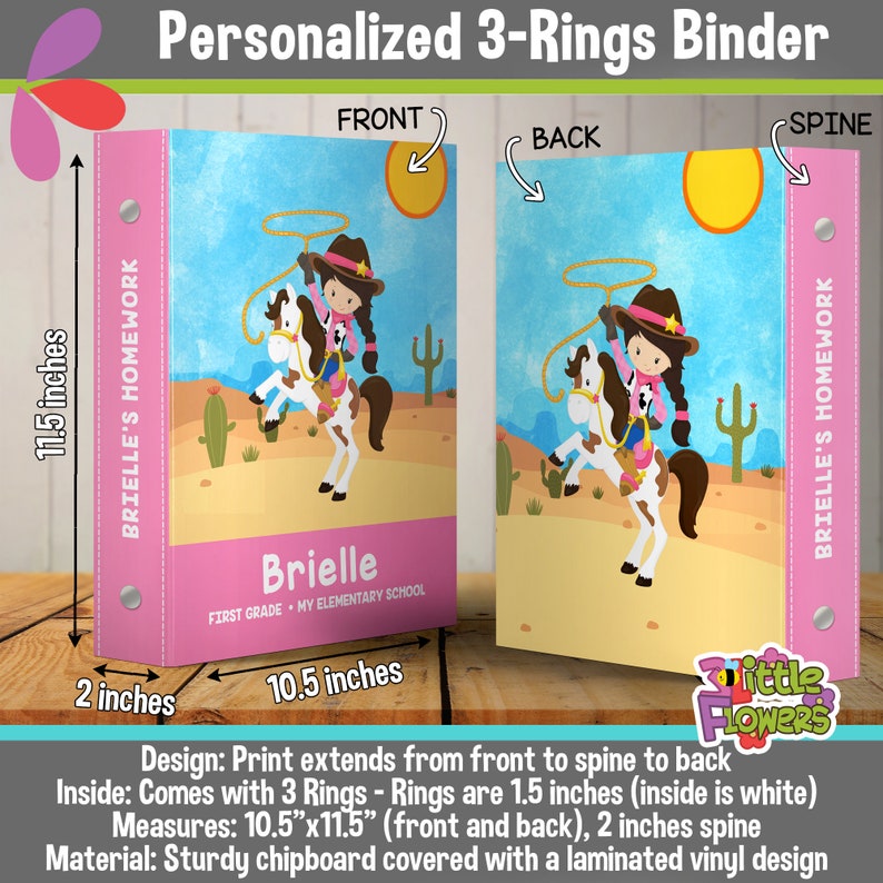 Personalized Cowgirl Binder - Personalized 3 Ring Binder 2 Inches ...