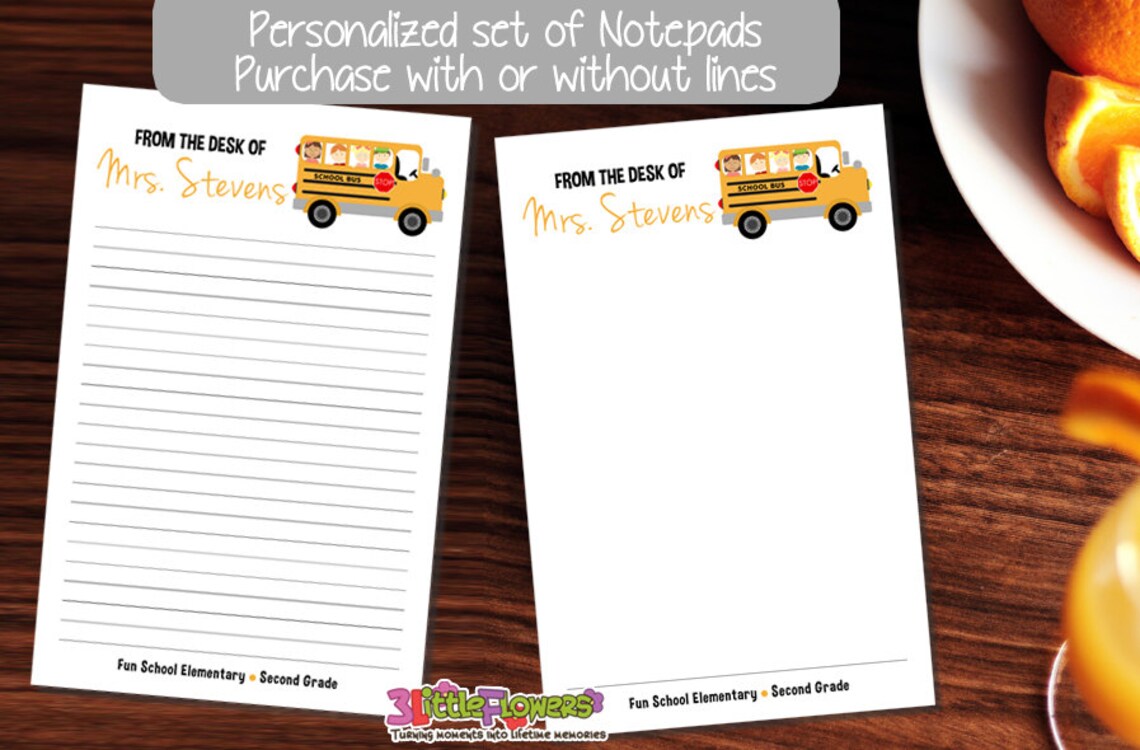 Teacher Notepads - School Bus Notepads - Personalized Notepads ...