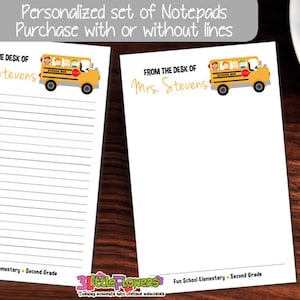 Teacher Notepads - School Bus Notepads - Personalized Notepads ...