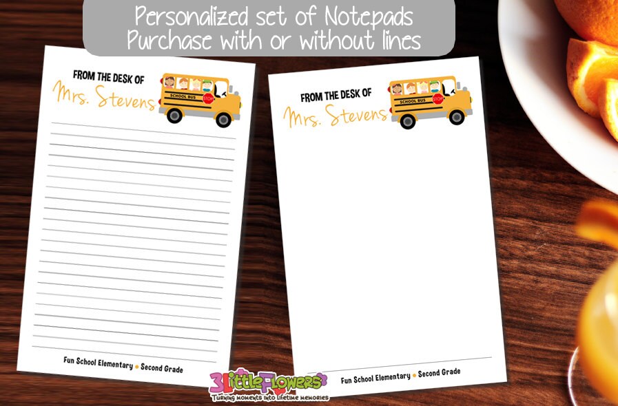 Teacher Notepads School Bus Notepads Personalized Notepads | Etsy