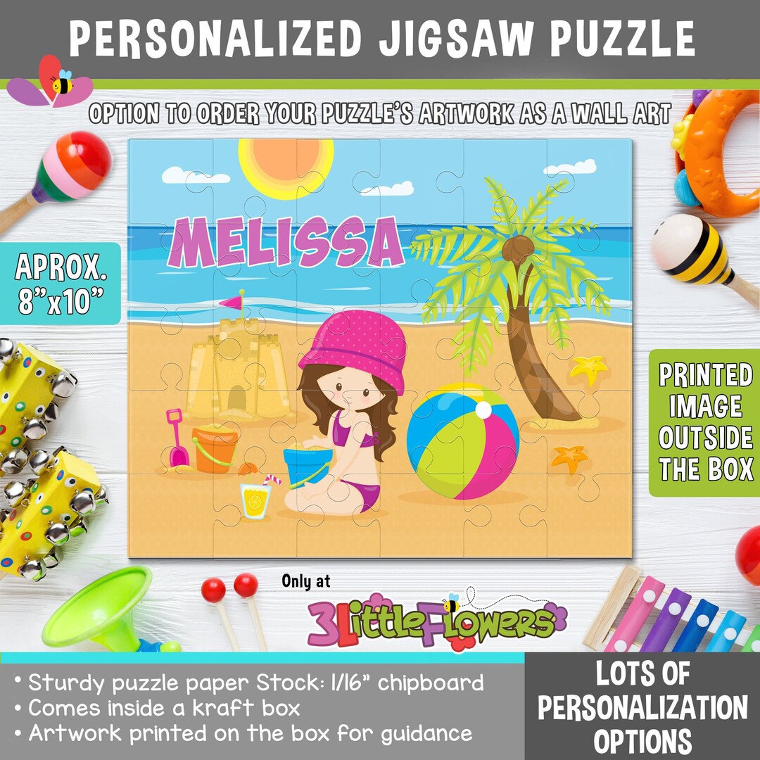 At the Beach Puzzle - Personalized 8 X 10 Puzzle - Personalized Name ...