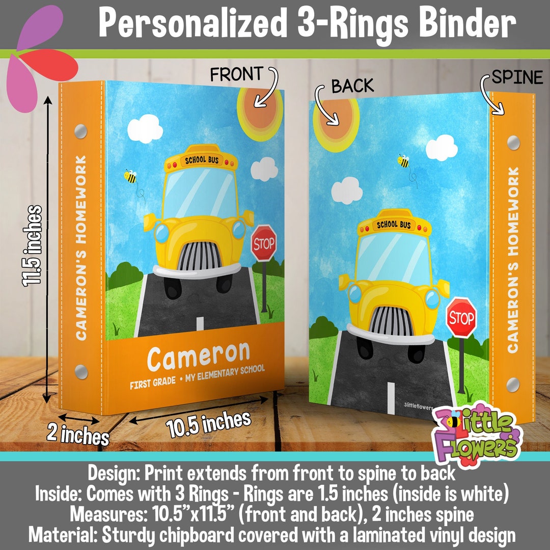 Personalized School Bus Binder - Personalized 3 Ring Binder 2 in ...