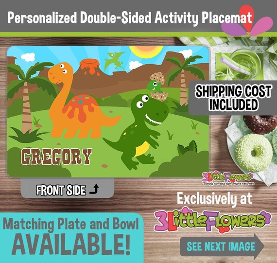 Personalized Dinosaurs Placemat - Personalized placemat for kids ...