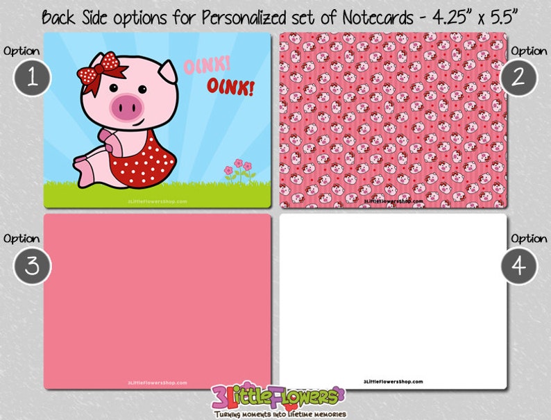 Pig Note Cards Set of Personalized Note Cards 4.25 X 5.5 - Etsy