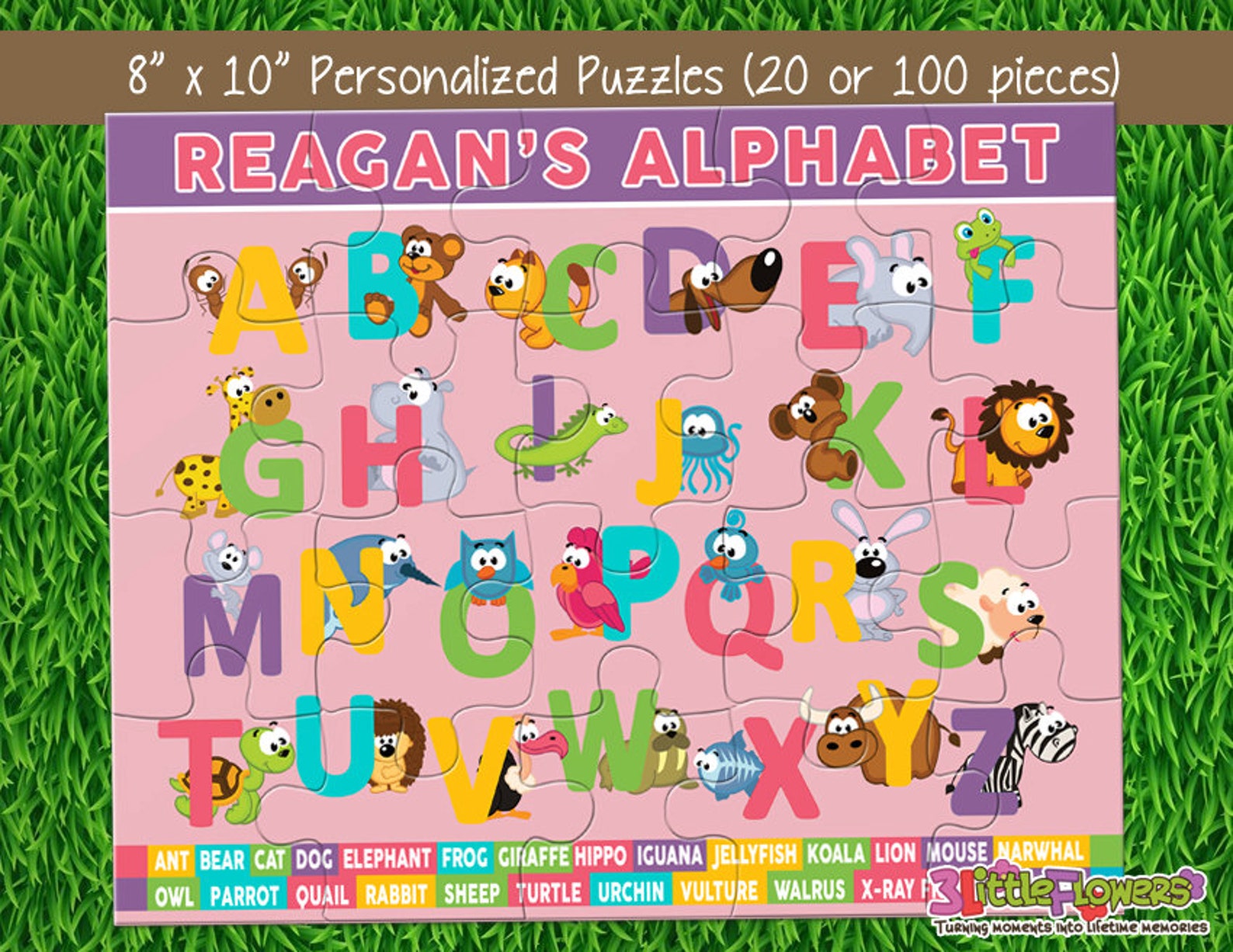 Animal Alphabet Puzzle Personalized 8 X 10 Puzzle - Etsy