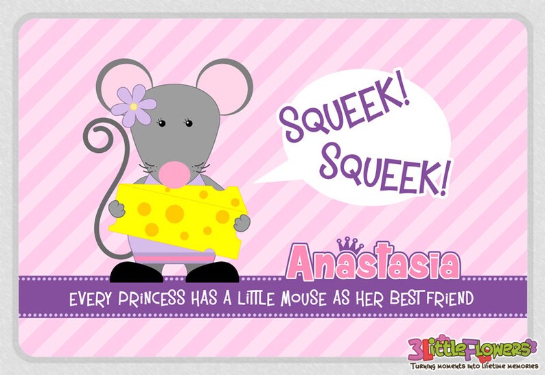 Mouse Placemat Girl Mice Theme Personalized Placemat for | Etsy