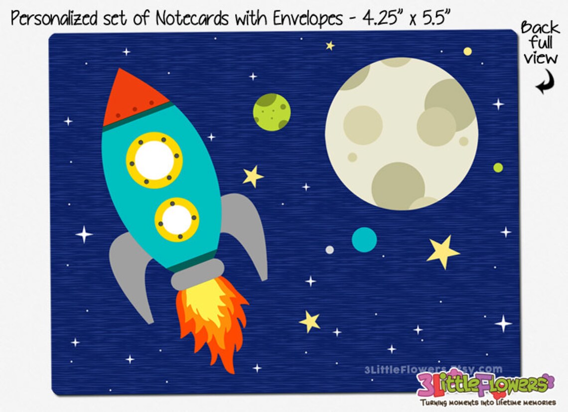 Spaceship Note Cards Set of Personalized Note Cards 4.25 X - Etsy