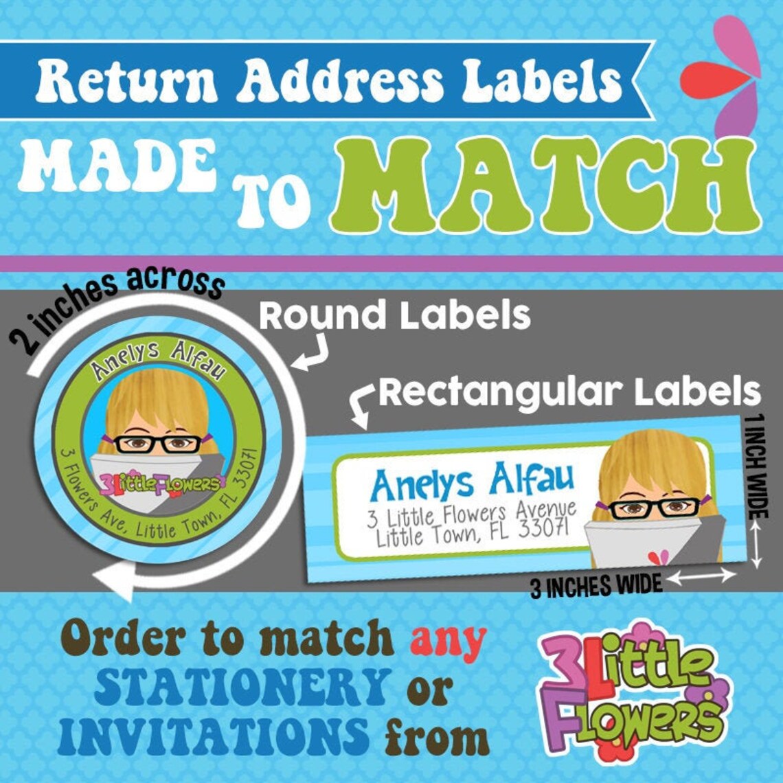 Labels Made to Match Children Stationery Round Return - Etsy