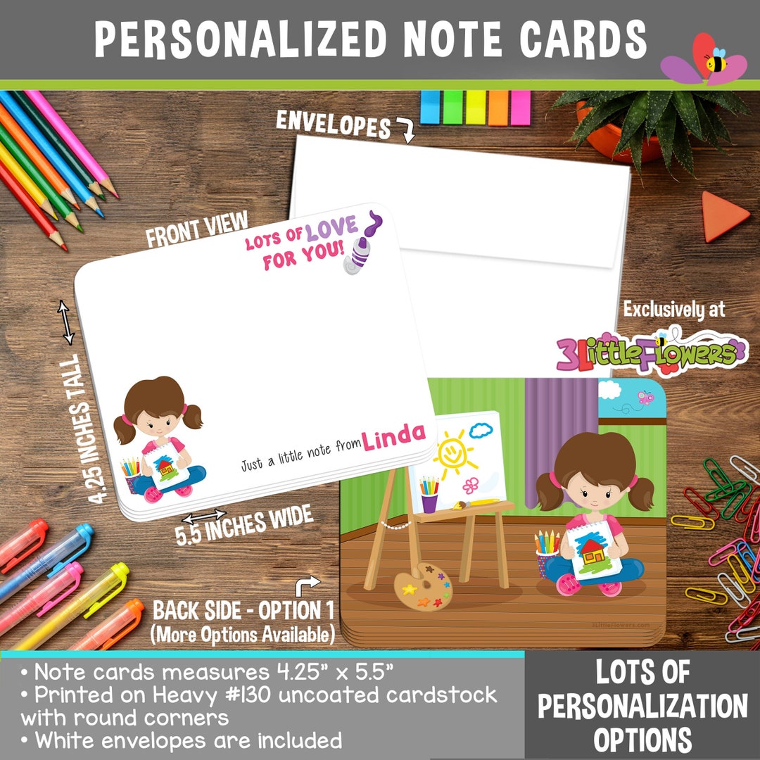 Artist Note Cards - Set of Personalized Note Cards - 4.25” X 5.5 ...