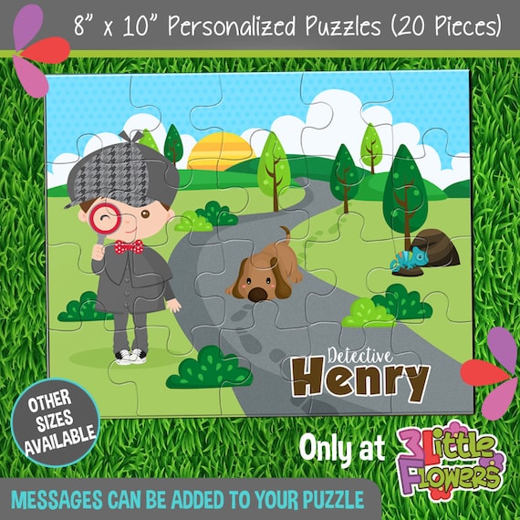 Boy Detective Puzzle - Personalized 8x10 Puzzle - Personalized Name ...