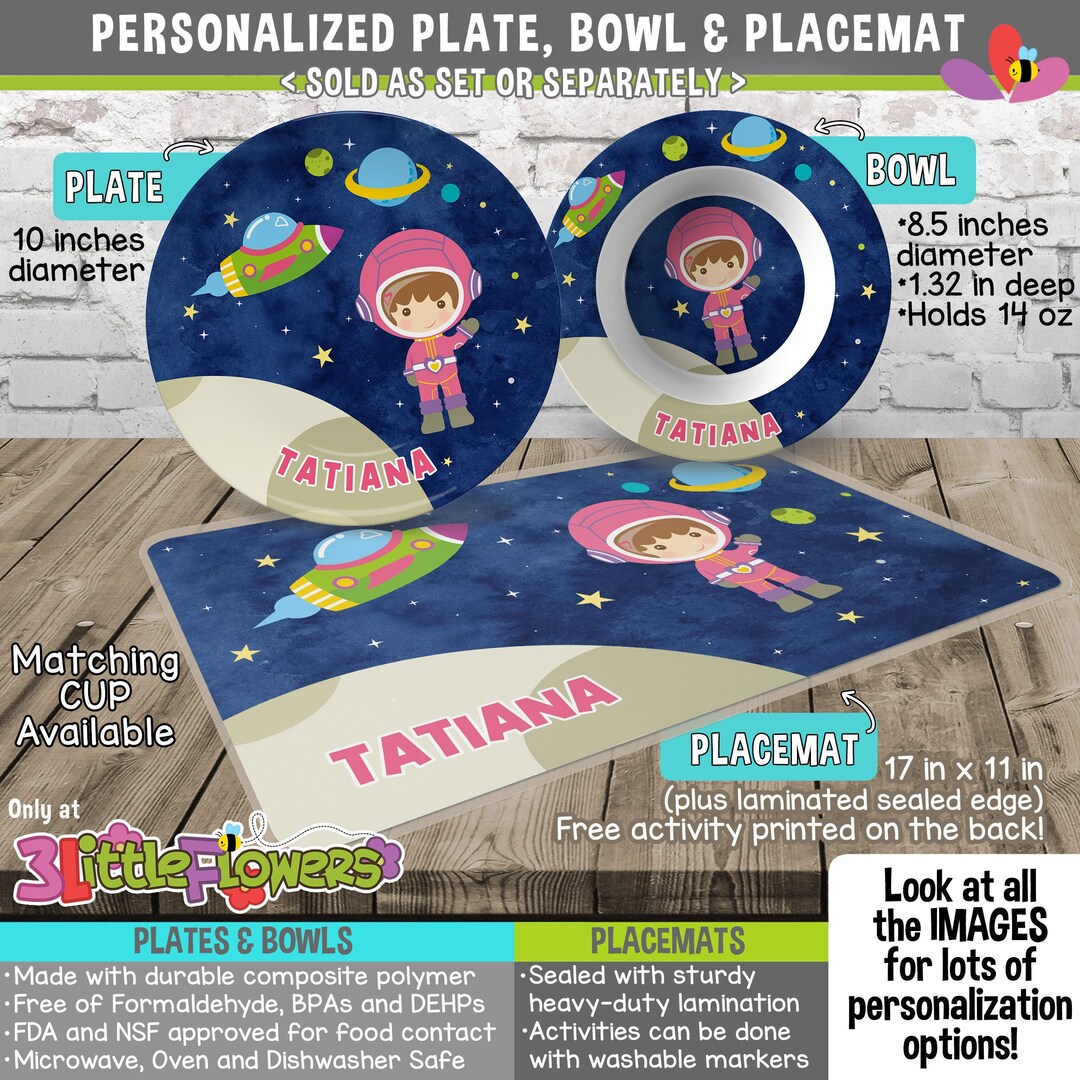 Astronaut Plate and Bowl Set Personalized Plastic Children Plate Cereal ...