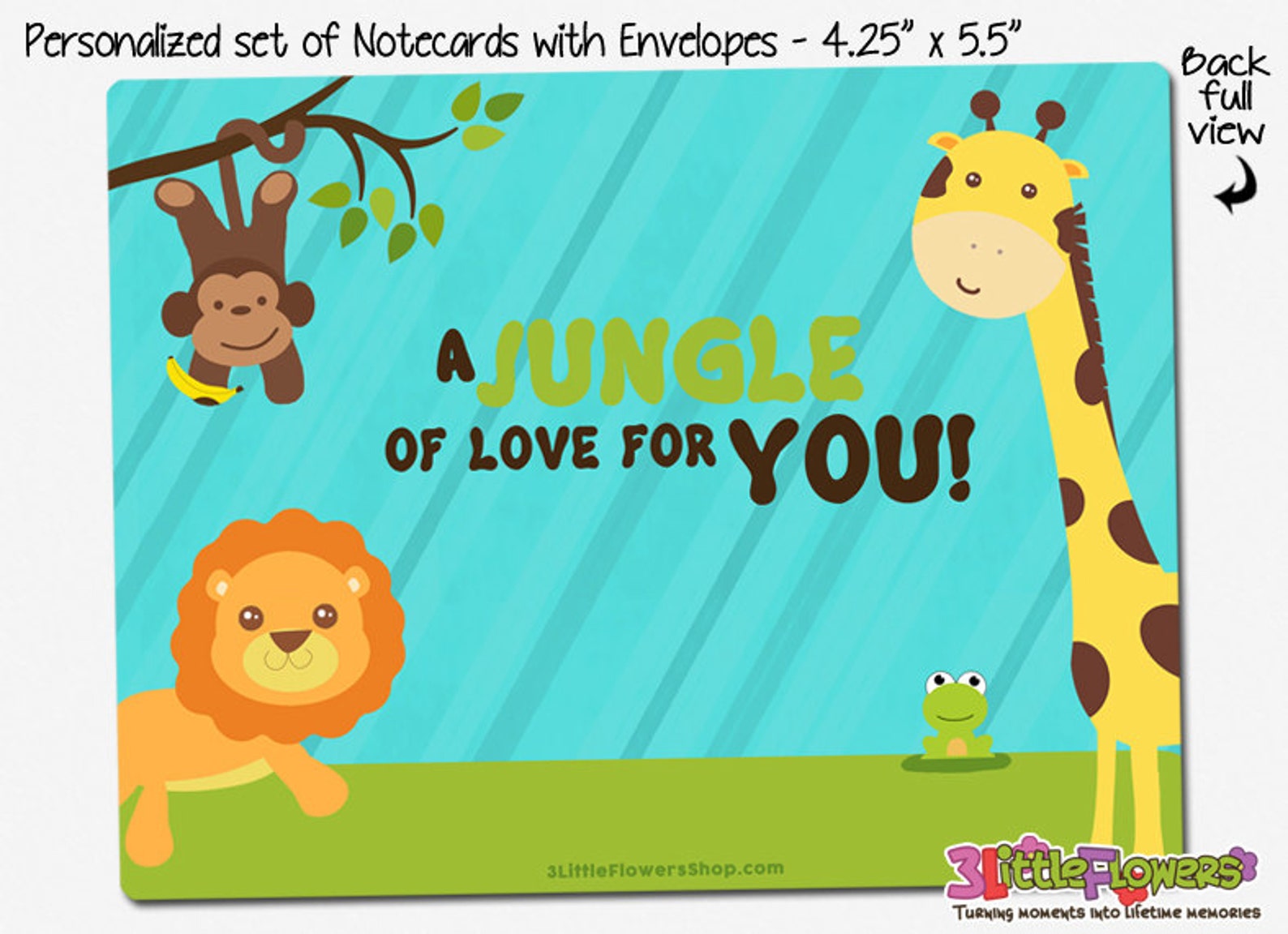 Jungle Note Cards Set of Personalized Note Cards 4.25 X - Etsy