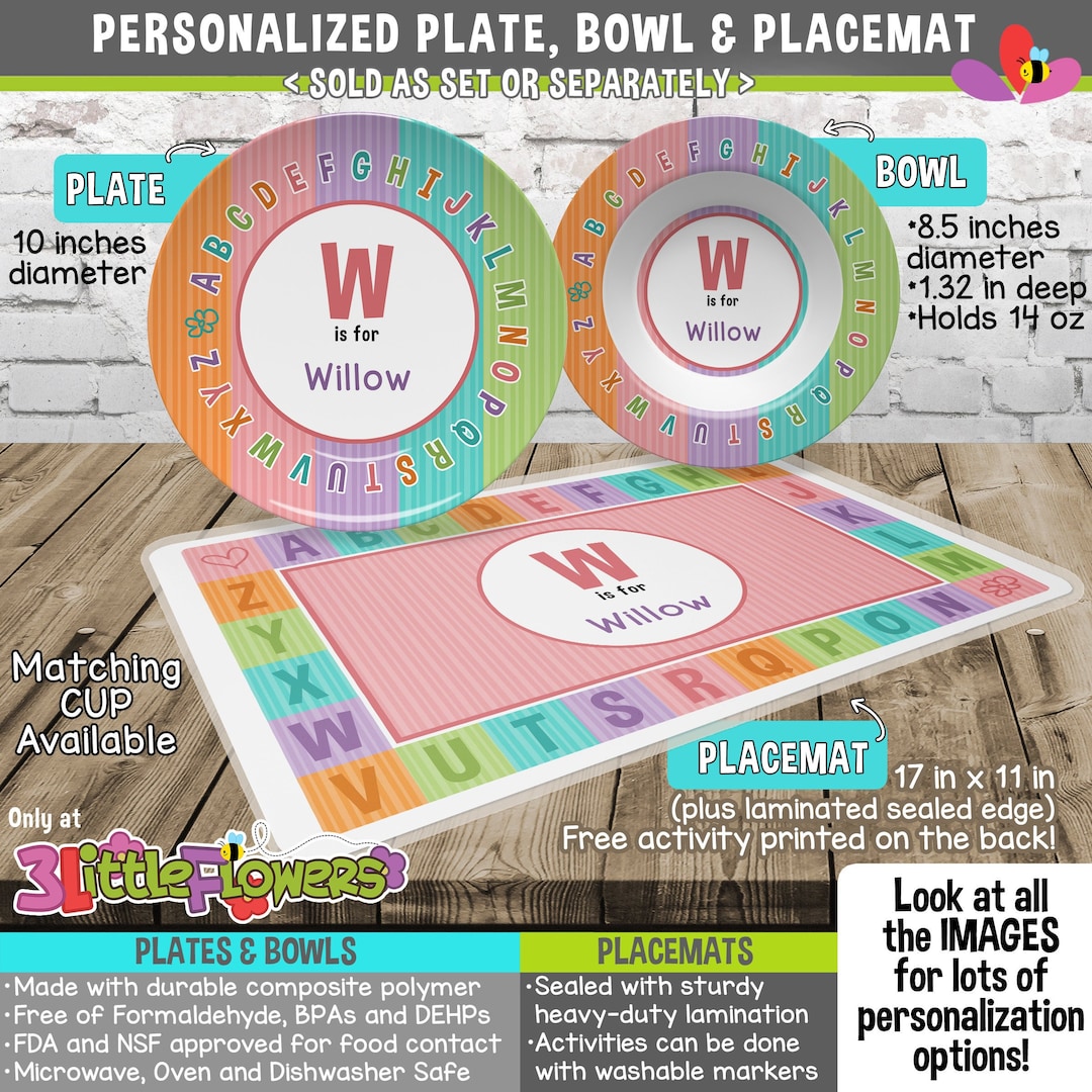 Personalized Alphabet Plate and Bowl Set - Personalized Plastic ...