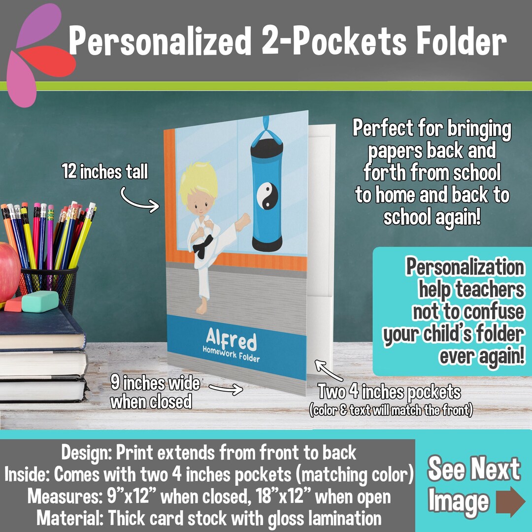 Personalized Karate Boy Folder - Personalized 2 Pockets Folder ...