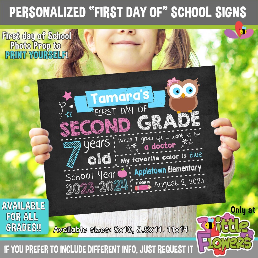Owl First Day of School Sign - Printable First Day of School Chalkboard ...