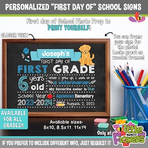 Dog First Day of School Sign Printable First Day of School Chalkboard ...