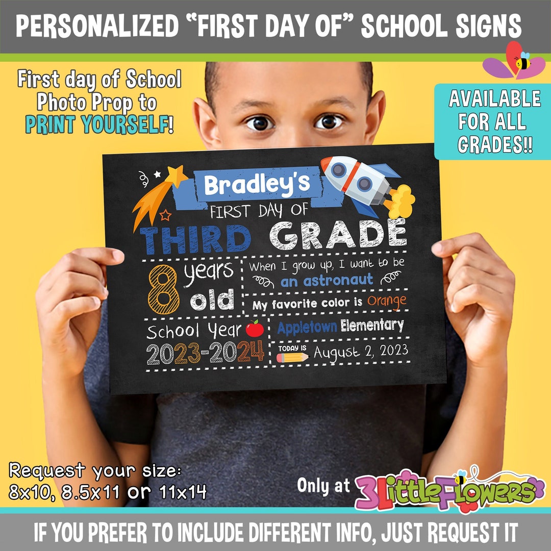 Spaceship First Day of School Sign - Printable First Day of School ...