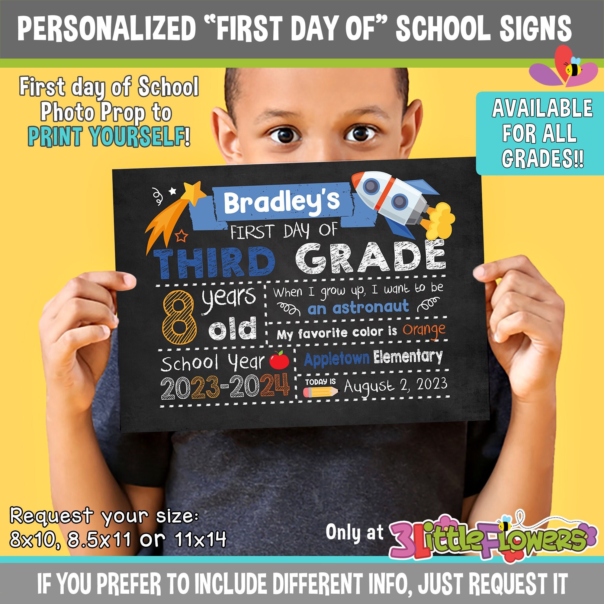 Spaceship First Day of School Sign - Printable First Day of School ...